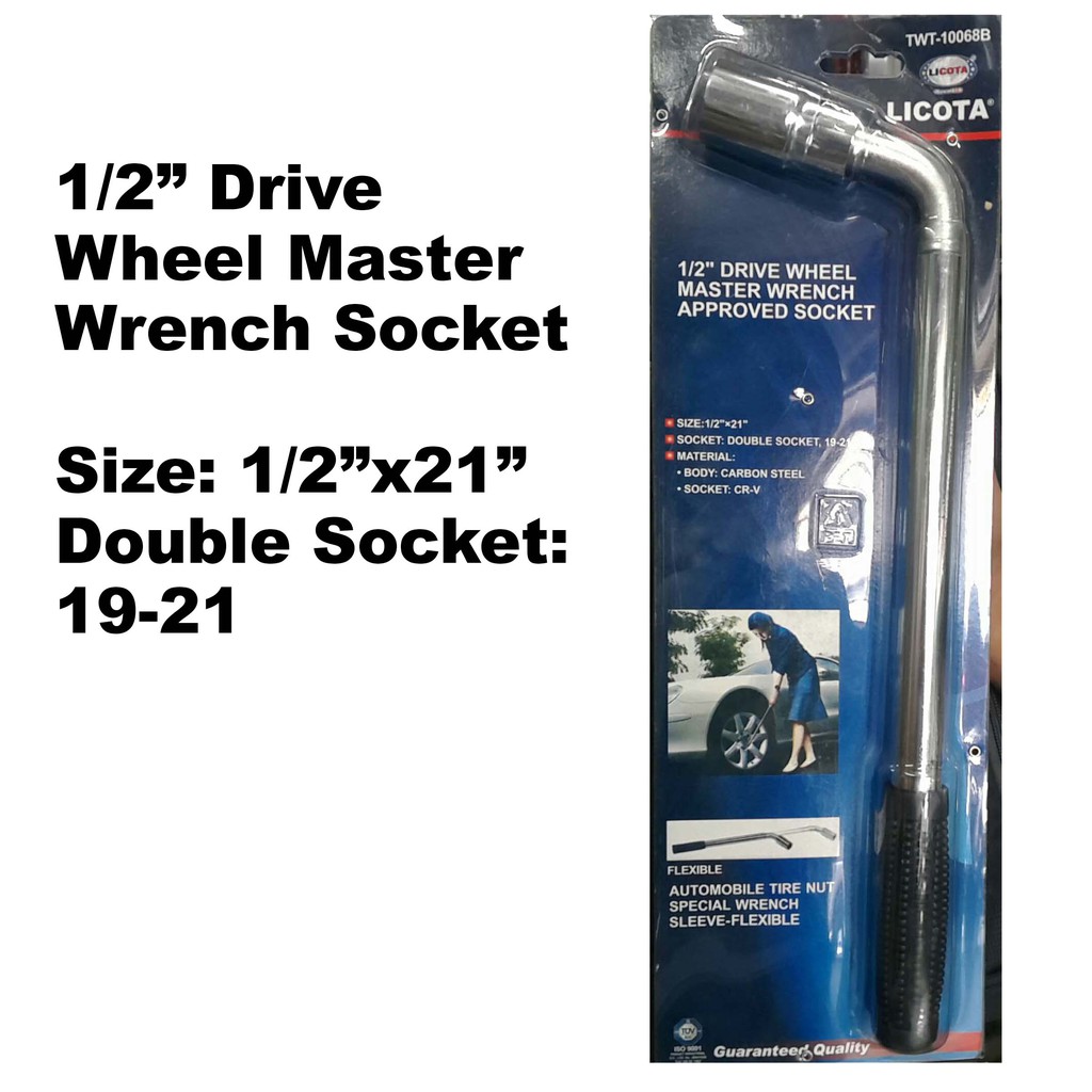 Licota 1/2" Drive Wheel Master Wrench With 1pc Double Socket 19 X 21mm ...