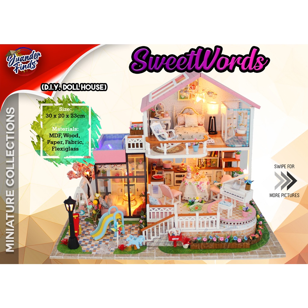 1:24 DIY Villa Doll Miniature Mini House Kit 3D Small Houses Mini ...