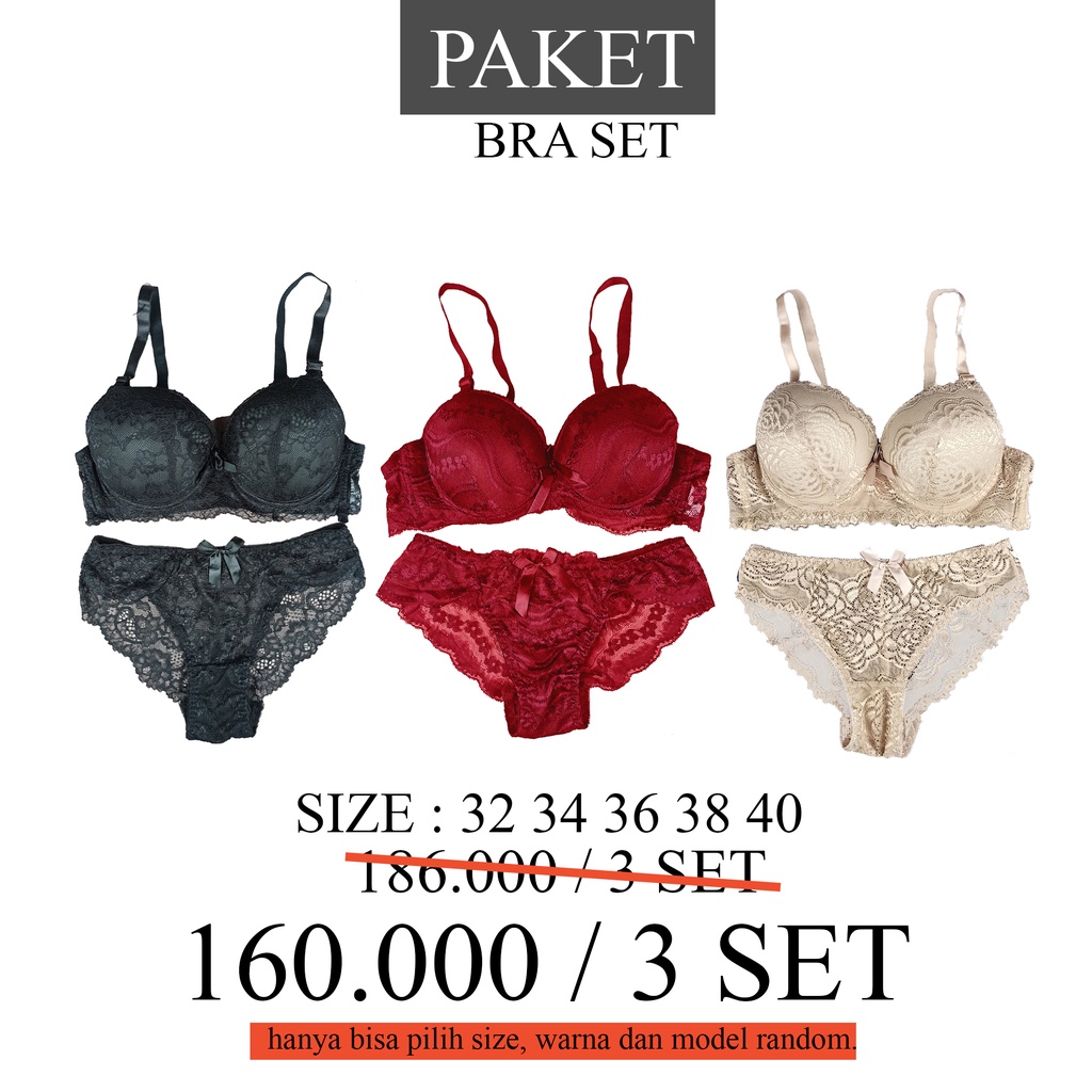 Package Of 3SET BRA Suits PREMIUM BRA Brassiere UNDERWEAR Women SEXY ...