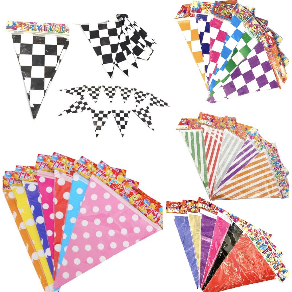banderitas flag banner about 3 meters pokla strip checked plain party ...