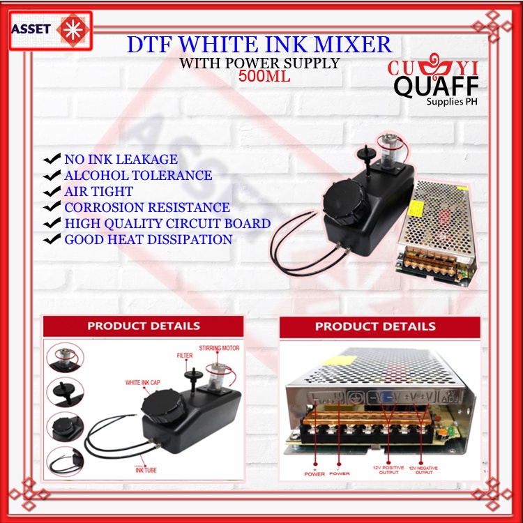 DTF DIRECT TO FILM WHITE INK TANK MIXER WITH POWER SUPPLY 500ML ...