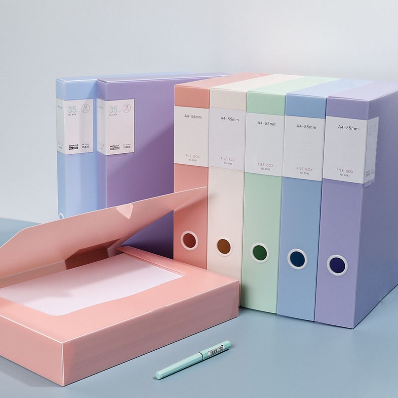 A4 Morandi File Box Large Capacity File Data Box Desktop Storage Box