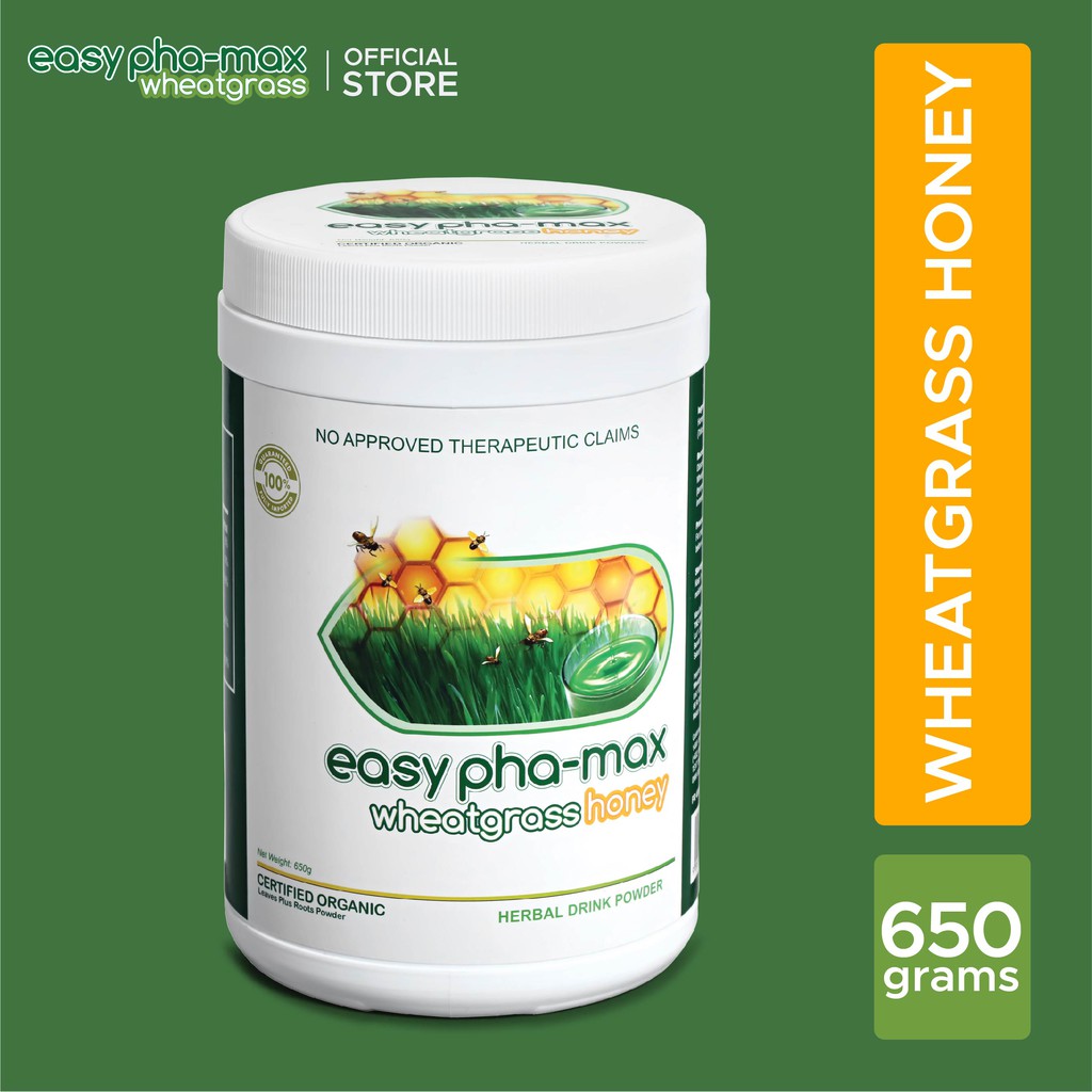 Easy Pha-max Wheatgrass Honey Herbal Tea Powder 650g (Canister) Halal ...