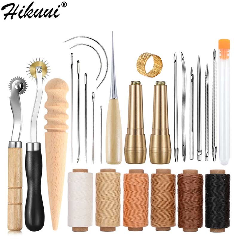 27 Pcs Leather Sewing Tool Set With Wax Thread Stitching Needles ...