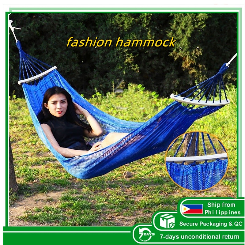 【CODSpot 】Ice silk hammock breathable portable hammock Curved stick ...
