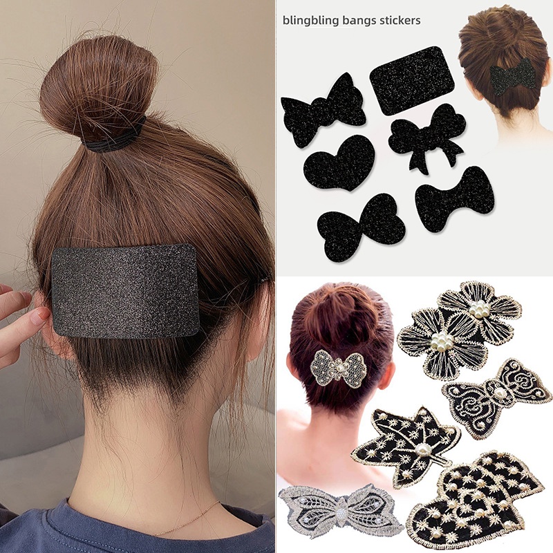 Black Popular Bangs Hair Stickers Korean Fashion Lace Pearl Magic ...