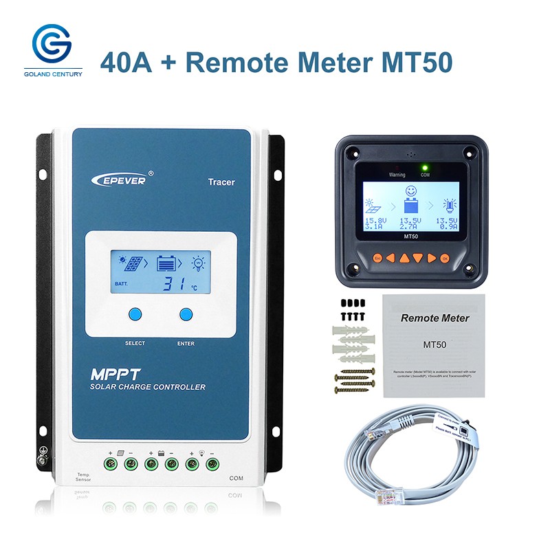 EPEVER MPPT solar charge controller 40A 100V 12/24V auto remote meter ...