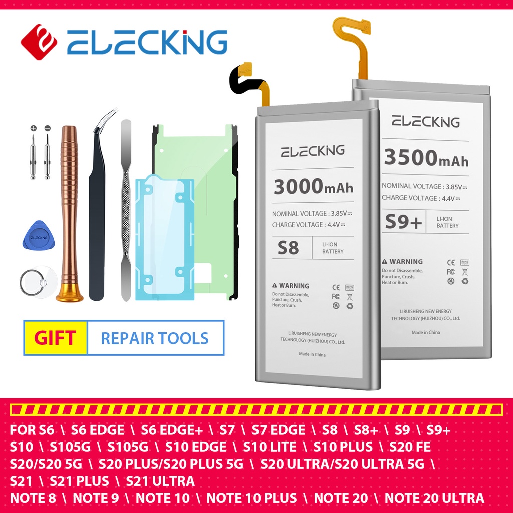 ELECKING Battery For Samsung Galaxy S6 S7 S8 S9 S10 Edge S20 Plus ...