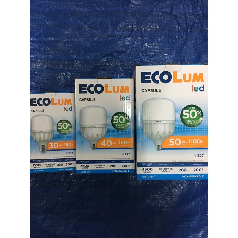 ECoLum capsule led bulbs daylight:30w, 40w, 50w available!! | Shopee ...