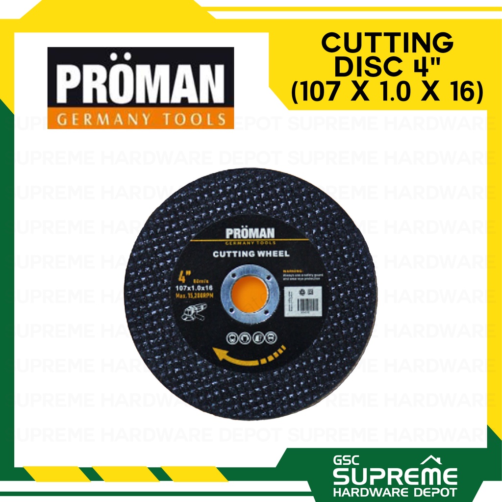PROMAN GERMANY Cutting Disc Wheel 4"#100 x 1.0 PT-CW410 | Shopee ...