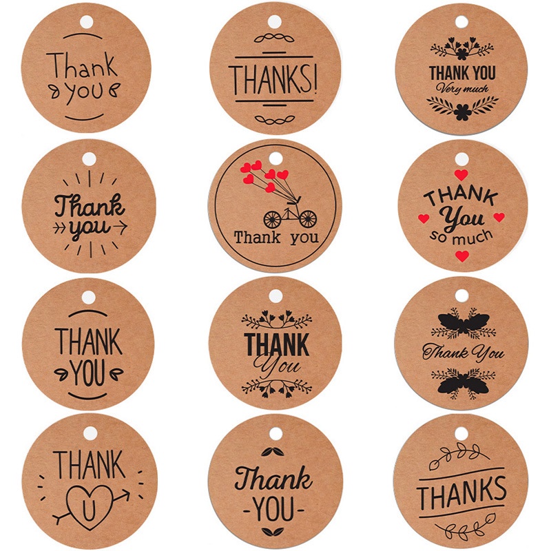 100pcs/Set (Contains Rope) Thank you with Red Heart Kraft Gift Tags ...