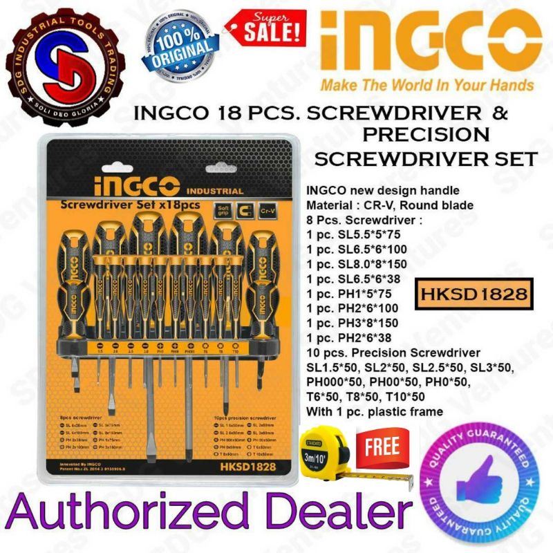 INGCO 18 pcs. Screwdriver & Precision Screwdriver Set (HKSD1828)with ...