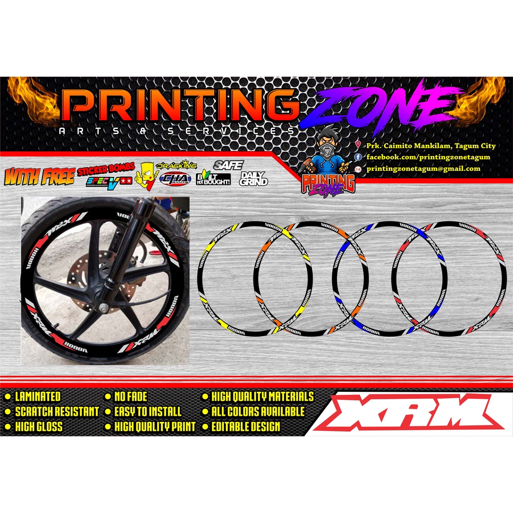 XRM 125 Honda Carb& Fi Mag wheels Full set Sticker Decals Durable ...