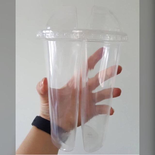 2 in 1 Plastic cup/twin cup/2 Flavor Glass | Shopee Philippines
