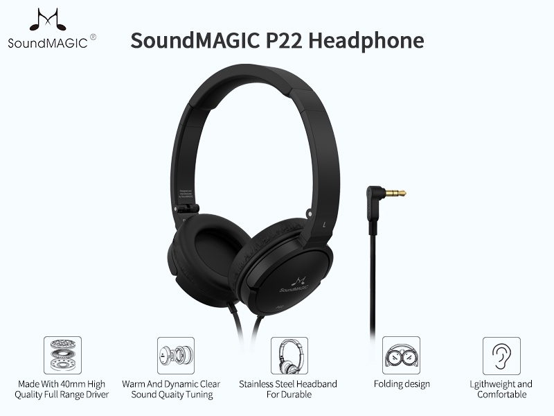 SoundMAGIC P22 Wired On Ear Headphones No Microphone HiFi Stereo ...