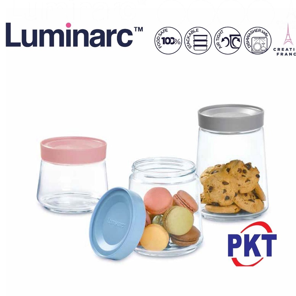 3pc LUMINARC SWING JAR AIR TIGHT CANISTER 500ML / 750ML /1000ML ...