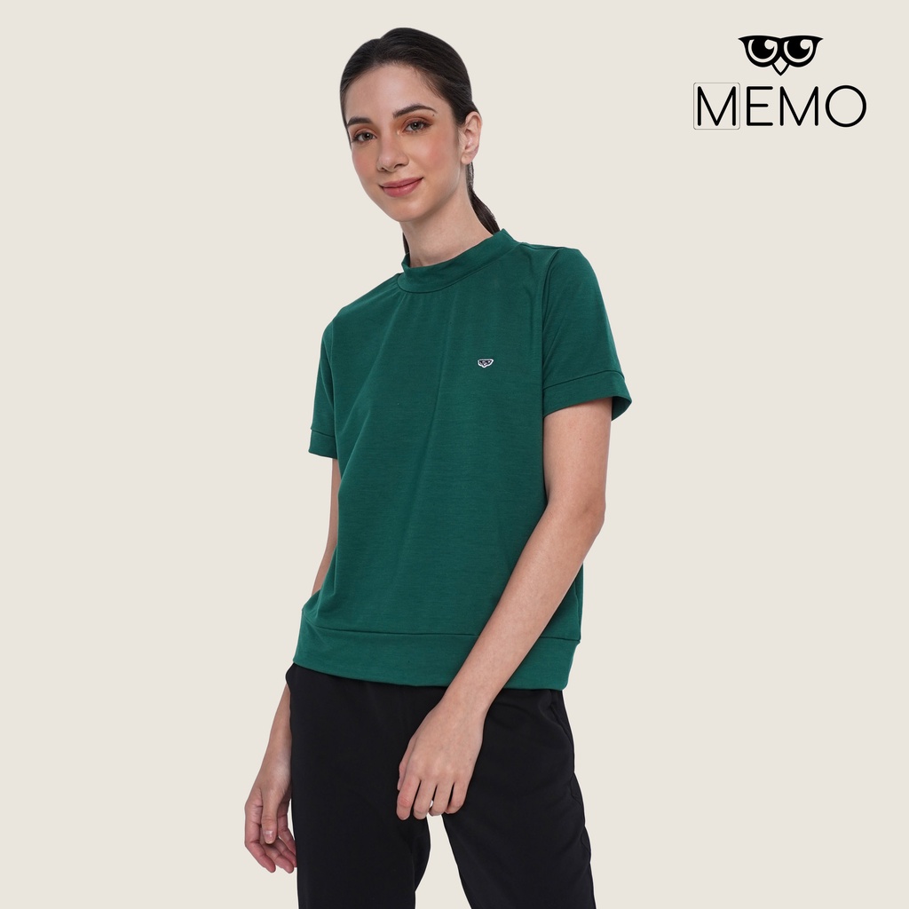 Memo T-Shirt With Hem Band For Women (Green) | Shopee Philippines
