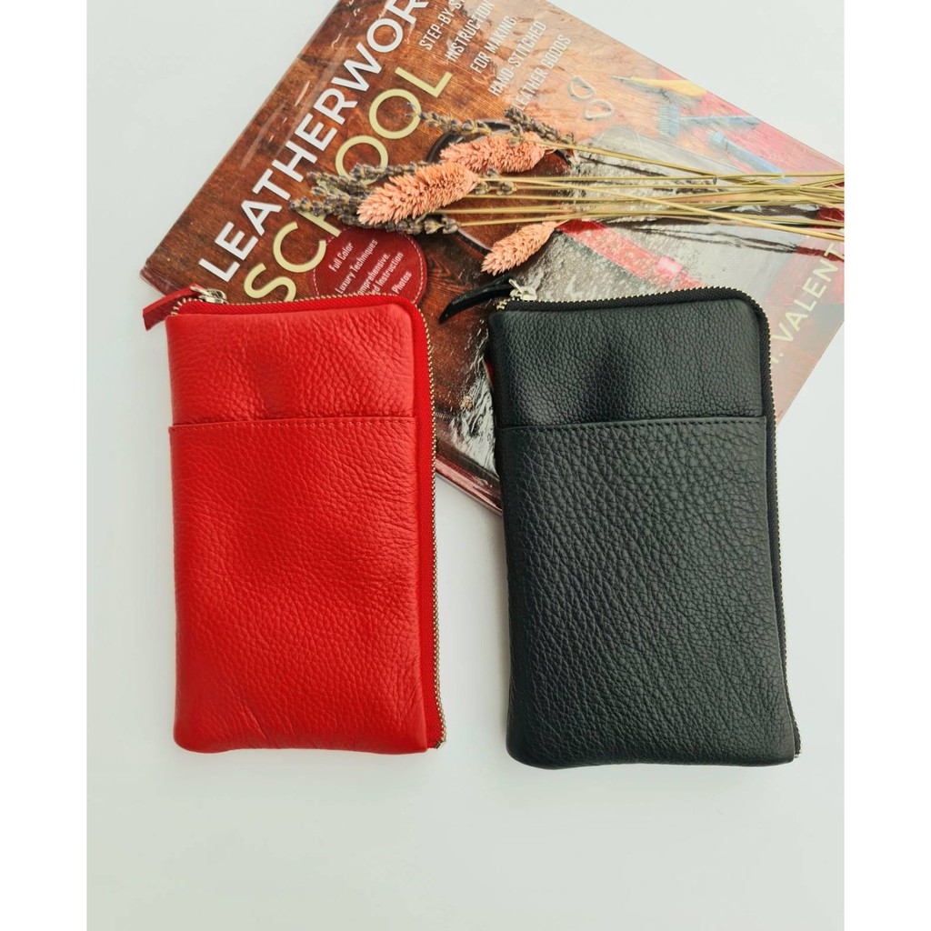 Full Grain Cowhide Leather Mobile Phone Case with Outer Pockets ...