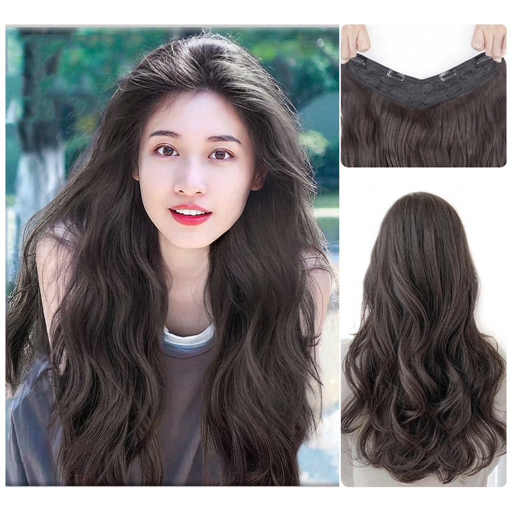Hair extensions Wigs Ponytail Seamless U-shaped Synthetic long Straight ...