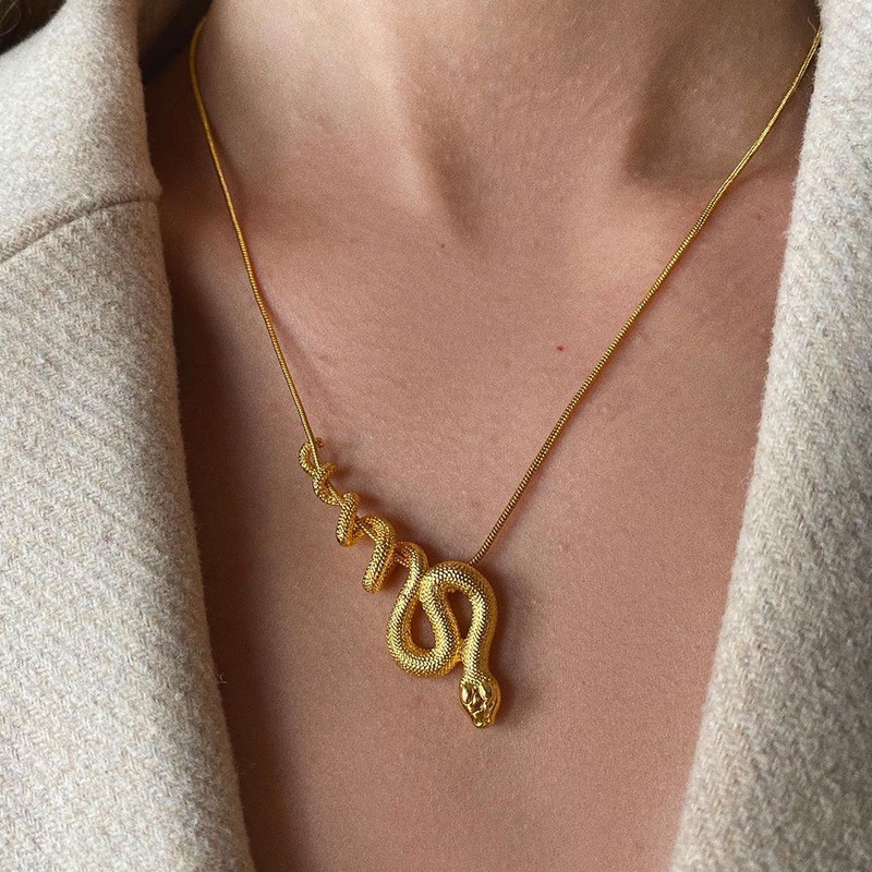 Fashion Gold Snake Pendant Clavicle Chain Necklace for Women Party ...