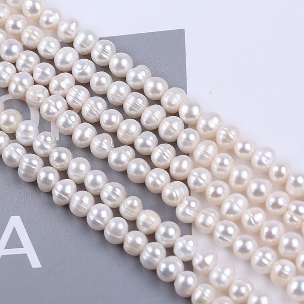 6-7mm white potato shape pearl string natural freshwater pearls DIY ...