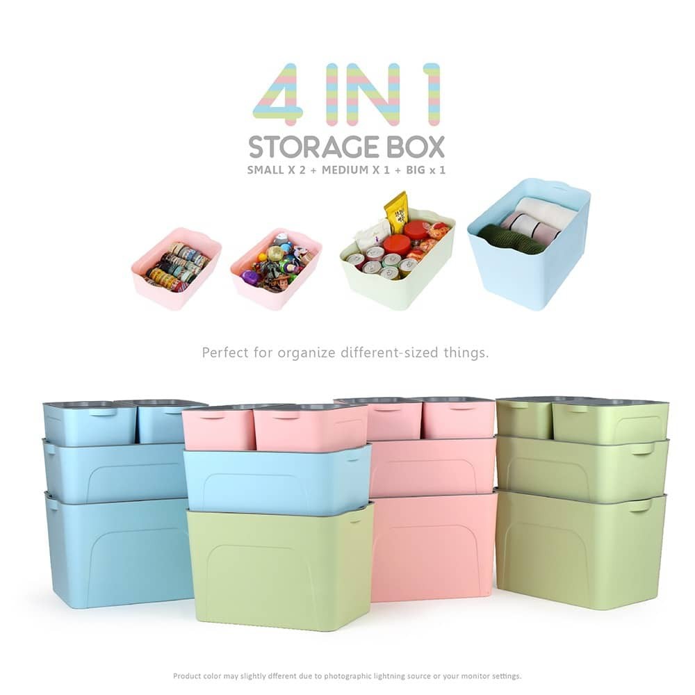 2021 New Model 4 in 1 Storage Box Home Office Bedroom Storage (11 ...