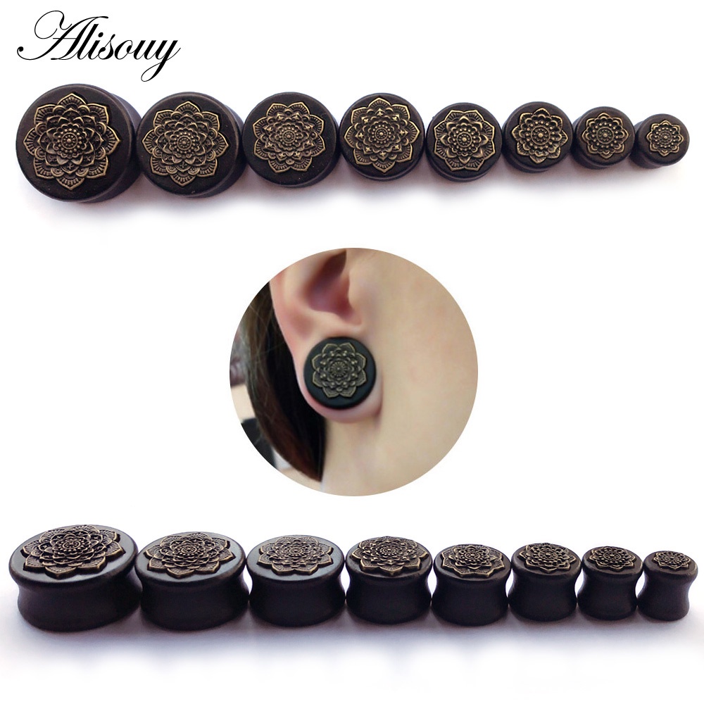 Alisouy 2 PC New Wood Ear Plugs Gauges Earrings Women Men Flesh Tunnel ...