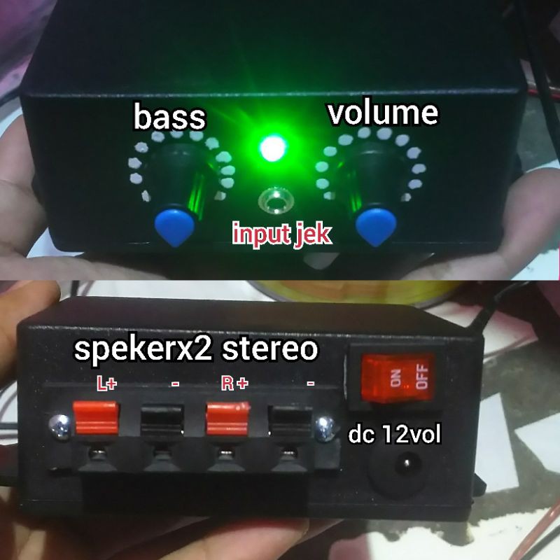 Amp 12vol volume+bass stereo input Jack+Adapter | Shopee Philippines