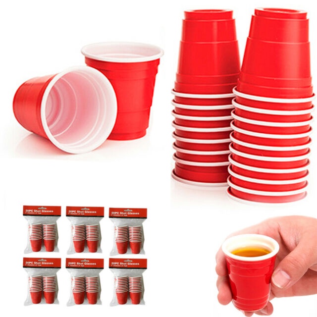 Mini Beer Pong Cups Red Shot Glass Plastic Cups complete (50pc ...