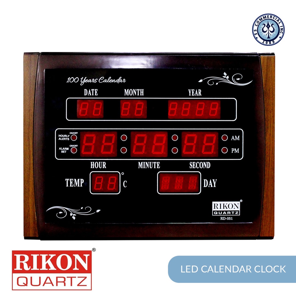 Rikon Wall Clock – Led Calendar Clock 12″x16″ Brick Design | Shopee ...