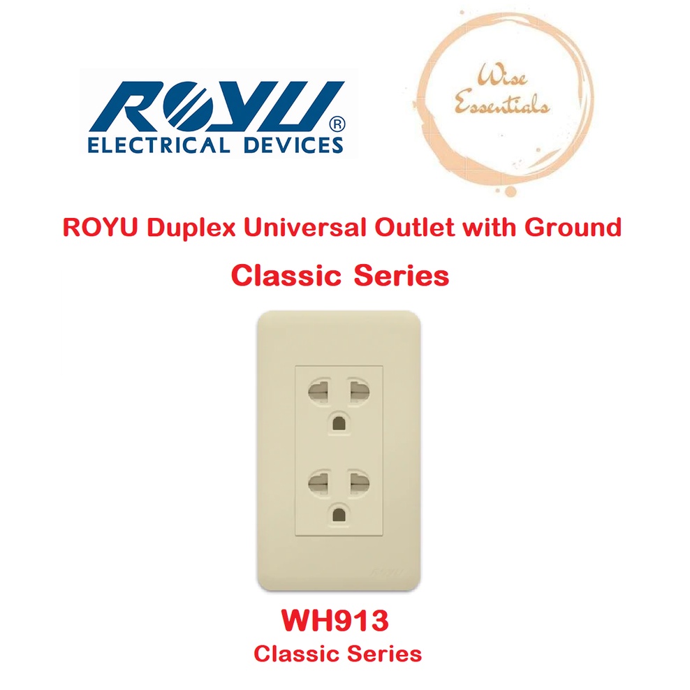 ROYU Classic Duplex Universal Outlet with Ground and Shutter Set WH913 ...