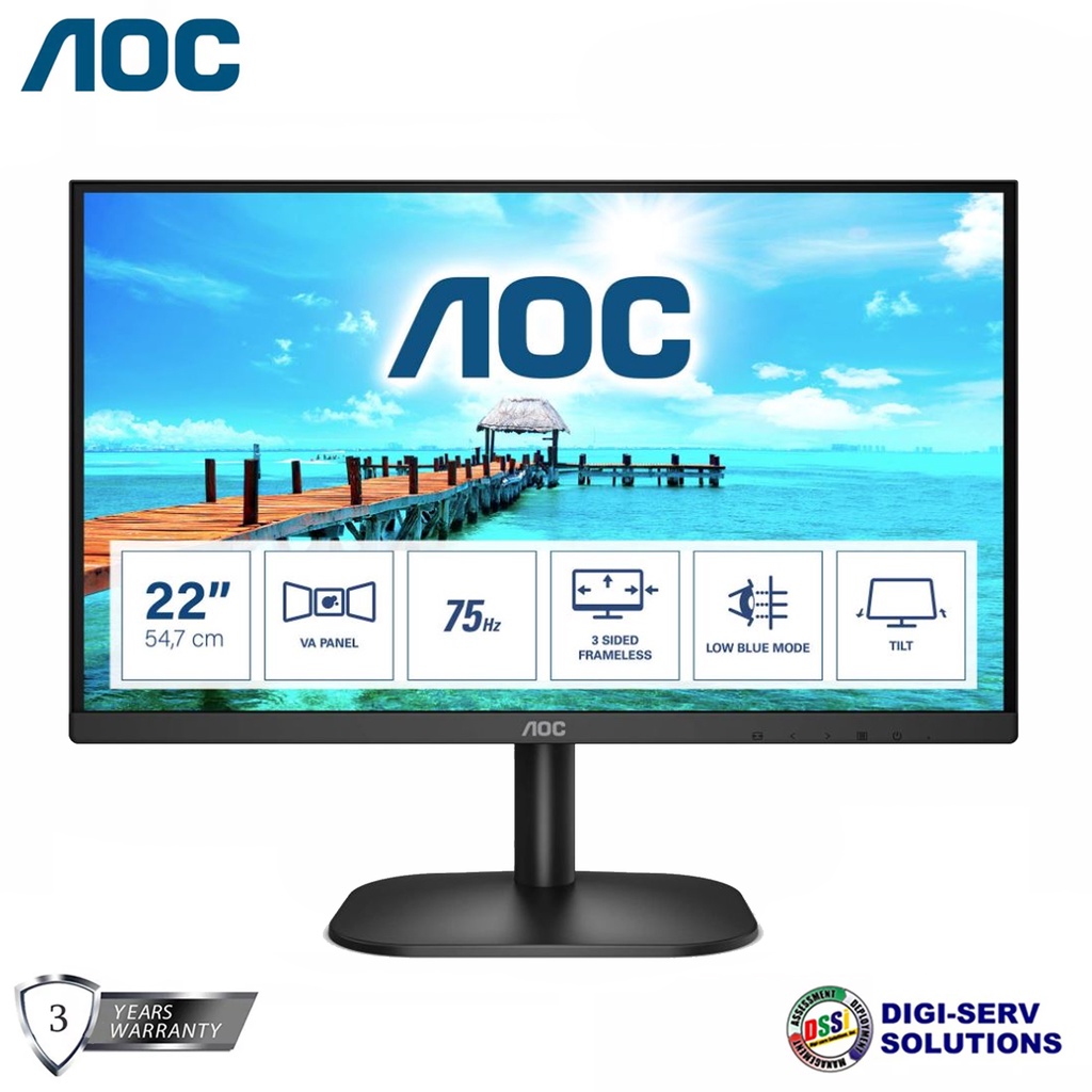 AOC 22B2HN 21.5" VA Ultra Slim WLED Frameless Monitor with Adaptive ...