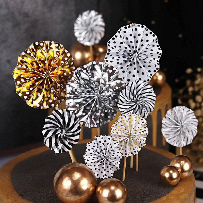 4pcs/set Mini Paper Fan Cake Toppers Cupcake Birthday Party Decor ...