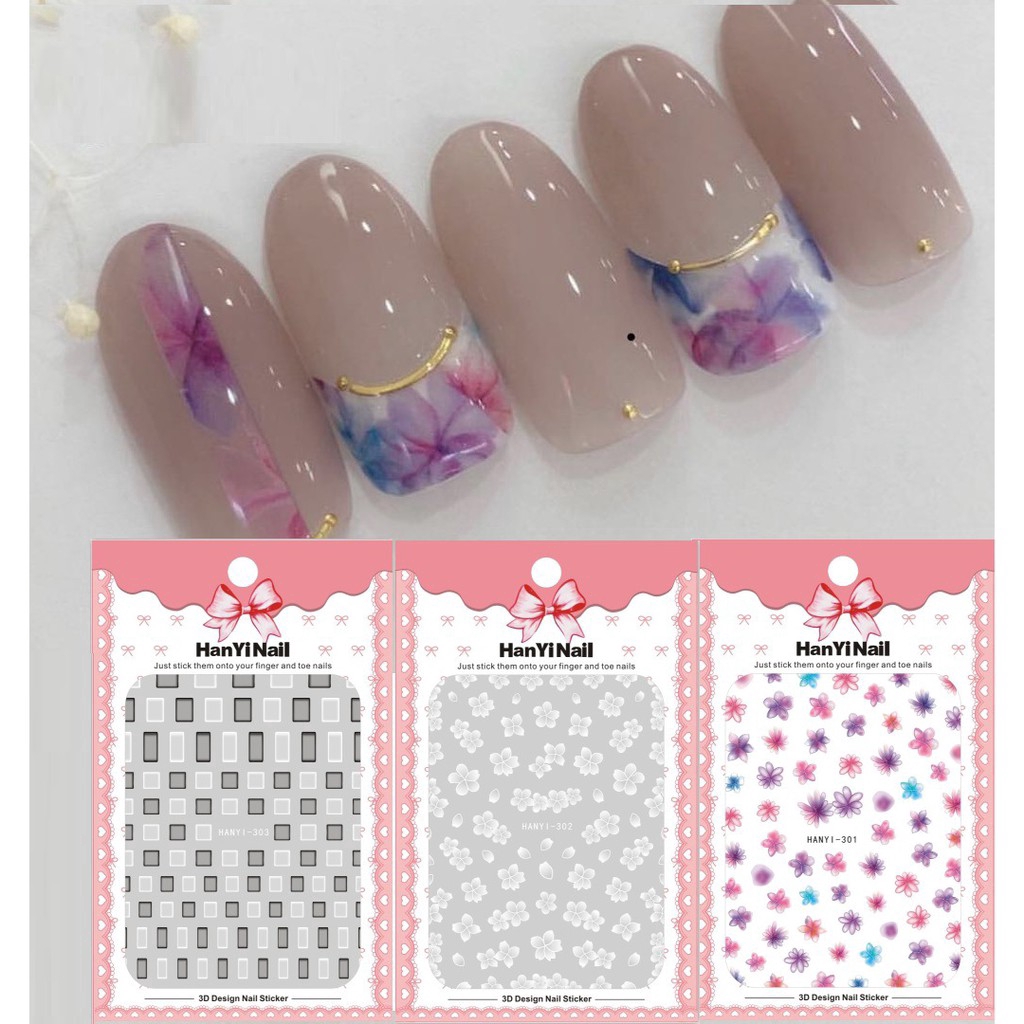 hanyi Korea brand Nail Stickers Art Full Cover Sticker Wraps ...