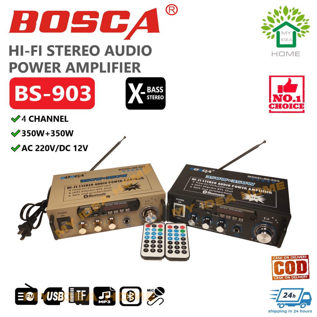 BOSCA HI-FI Stereo Audio Power Amplifier USB/TF FM radio with Bluetooth ...