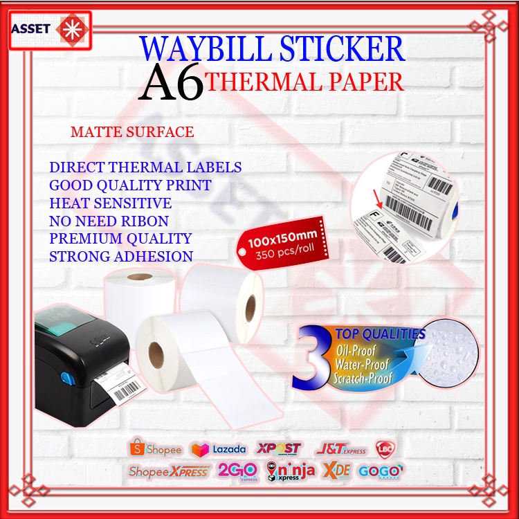 BARCODE THERMAL STICKER WAYBILL A6 FOR SHOPEE ROLL (325 PIECES ...