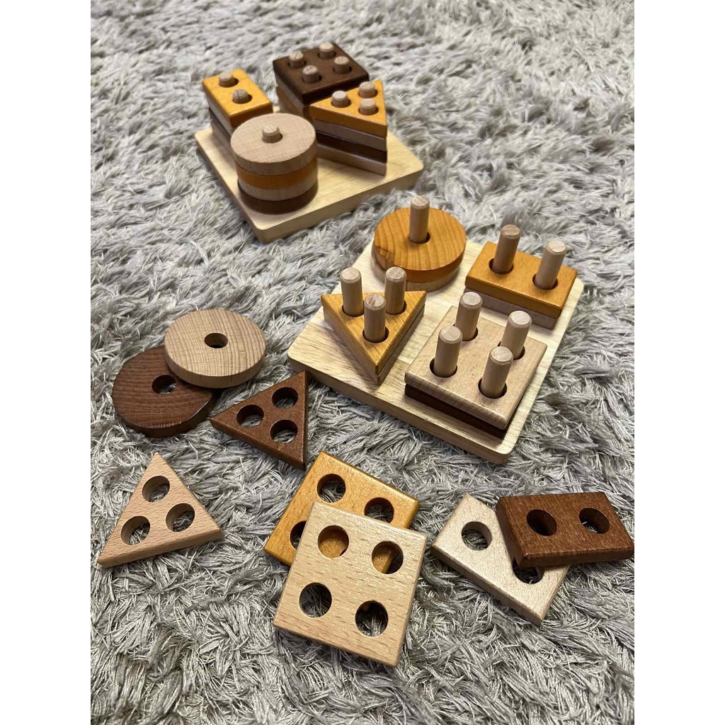 Wooden 4in1 Geomtric Shape Sorter / Wooden Sorter for kids | Shopee ...