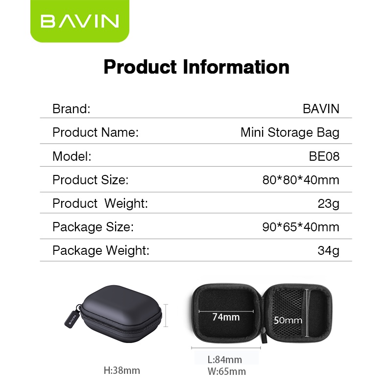 BAVIN BE08 Mini Storage Case for Mobile Accessories Chargers / TWS ...