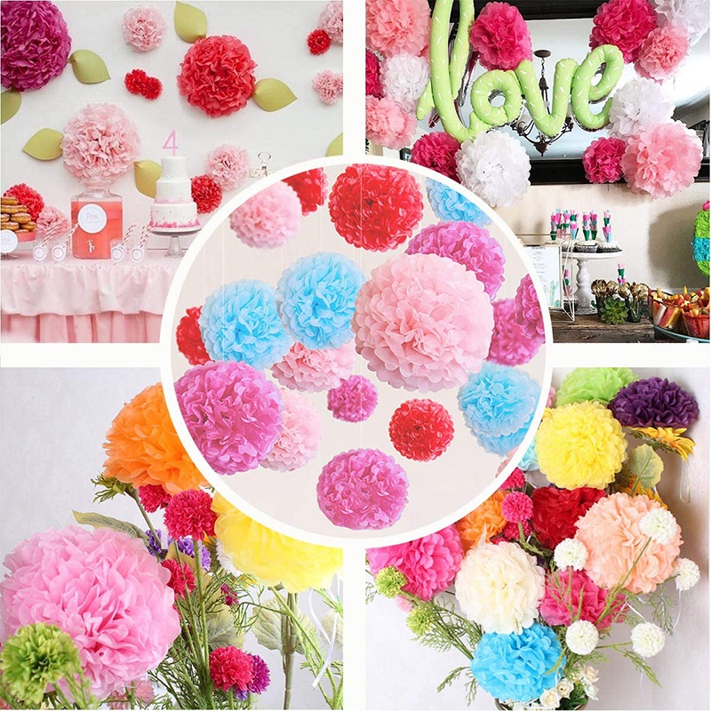(5pcs)Crepe Paper Flower Decorative Paper Flower Ball Handmade Origami ...