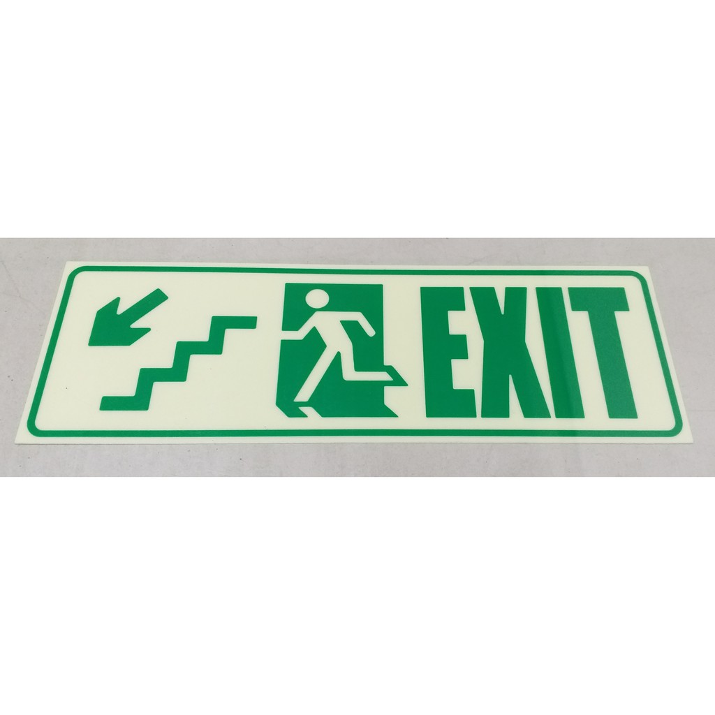 Luminous Exit Stairs Down Left Sign Stickers | Shopee Philippines