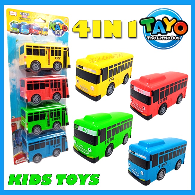 The Little Bus 4 In 1 Playset Pull Back Kids Toys Small Tayo Bus 4 In 1 ...