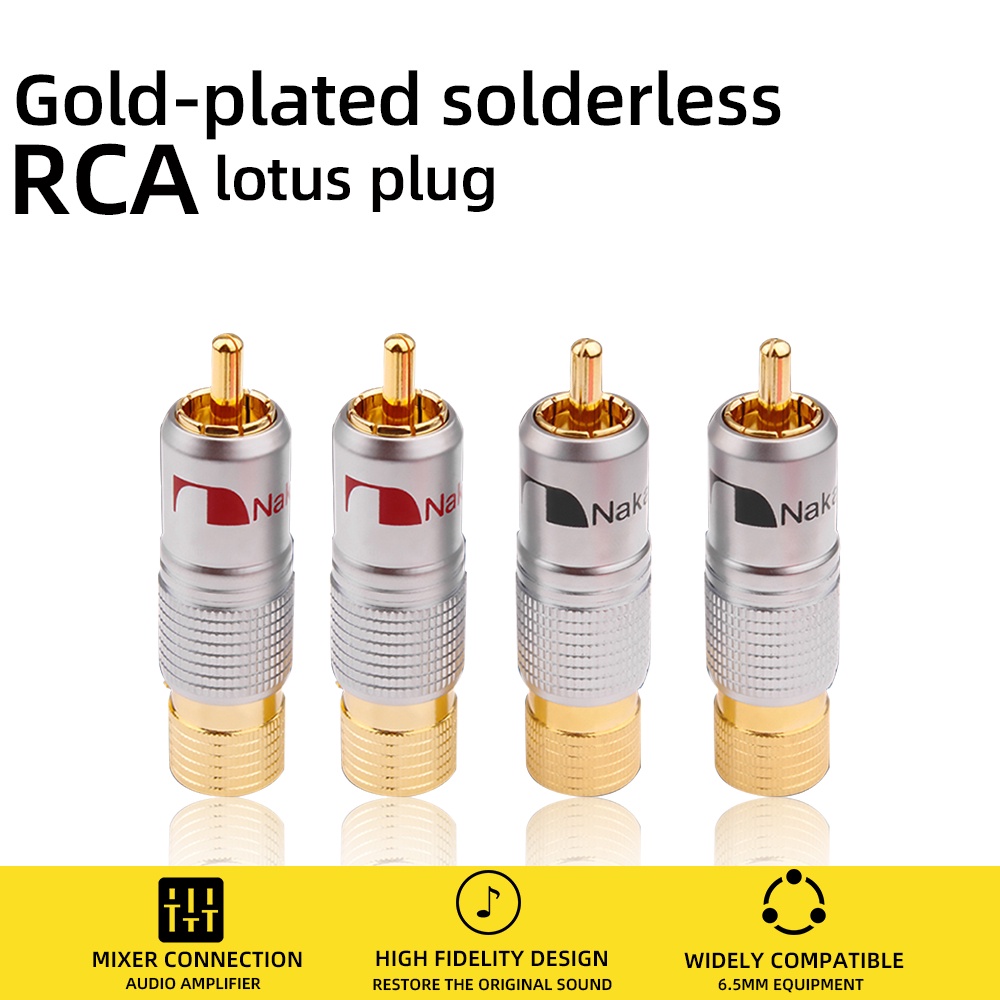 4pieces/lot New 24K Gold Nakamichi Nakamichi RCA Plug Audio Cable Speaker Connector Lockable ...
