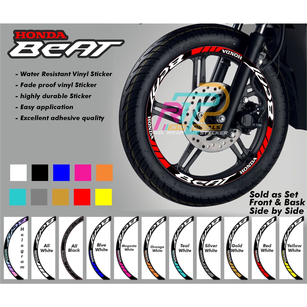 Honda Beat Mags (Curve Font) Sticker for 2 wheels Front and Back ...