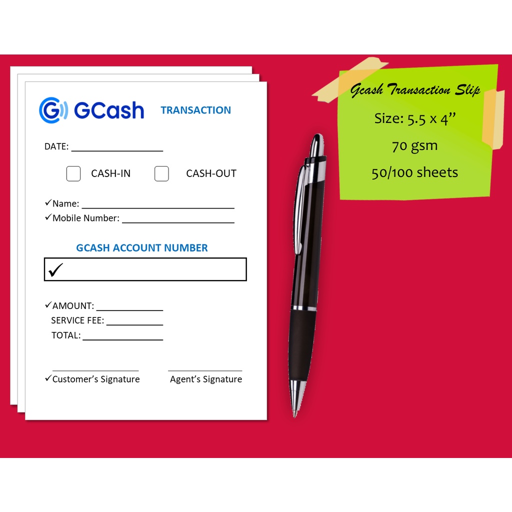 5.5x4" GCash Transaction Slips | Bills Payment | Transaction Slip 50/ ...