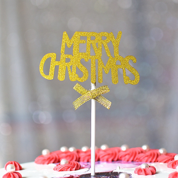 Merry Christmas Cake Topper Cupcake Toppers Flags Diy Cake Decoration
