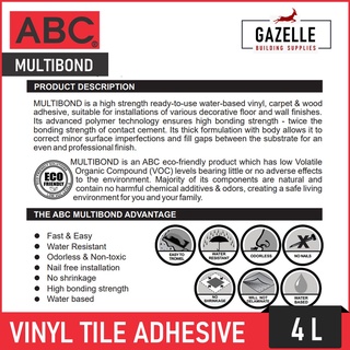 ABC Multibond Vinyl Tile Adhesive For Vinyl, Carpet, Wood Adhesive - 4L ...