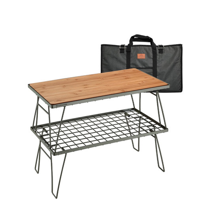 Multipurpose Camping Black Steel Table Stacking Storage Rack Foldable ...