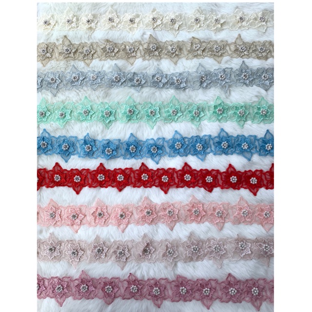 Swarovski ORGANDI FLOWER LACE IMPORTED KOREAN FLOWERY LACE (per flower ...