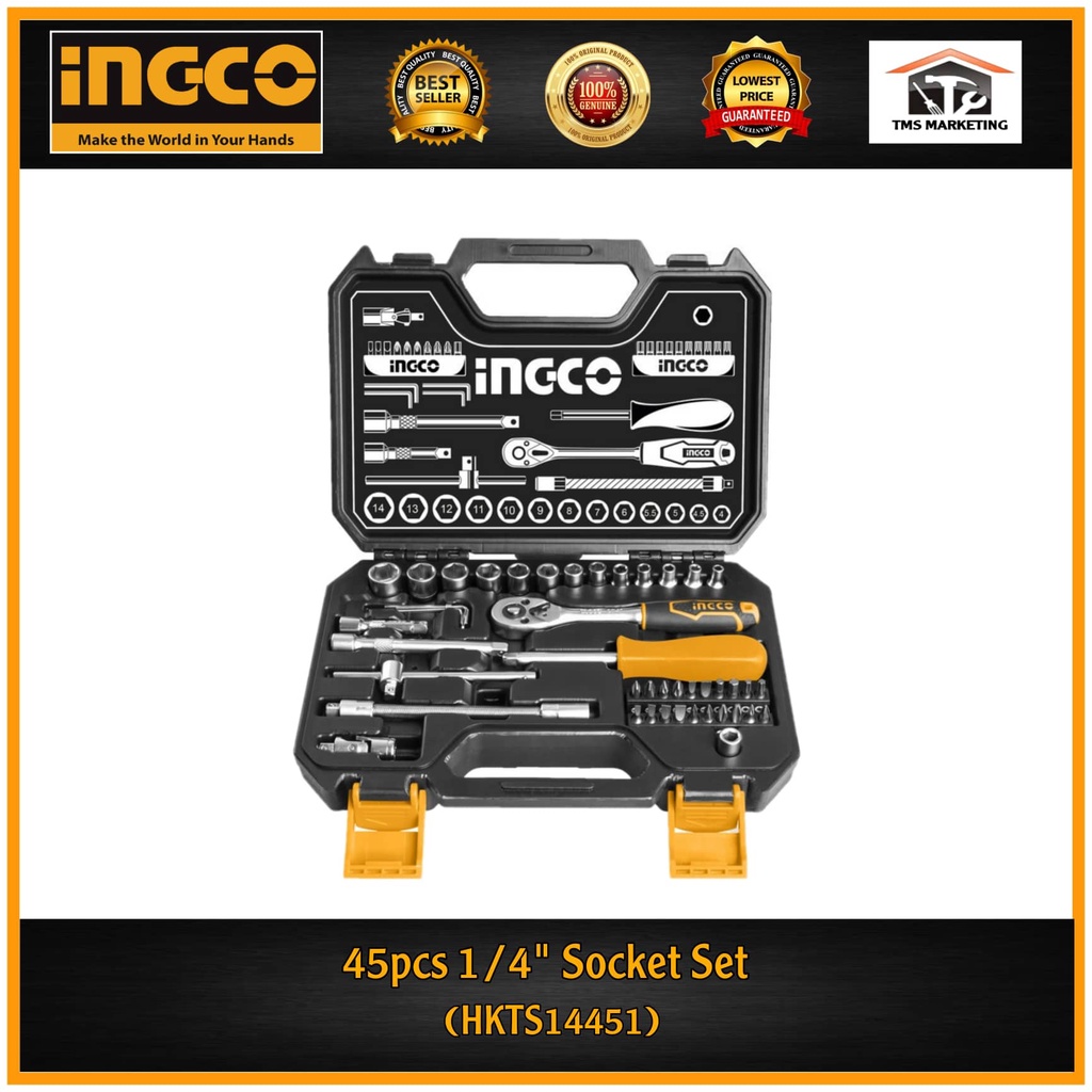 INGCO 45pcs 1/4" Socket Set HKTS14451 | Shopee Philippines