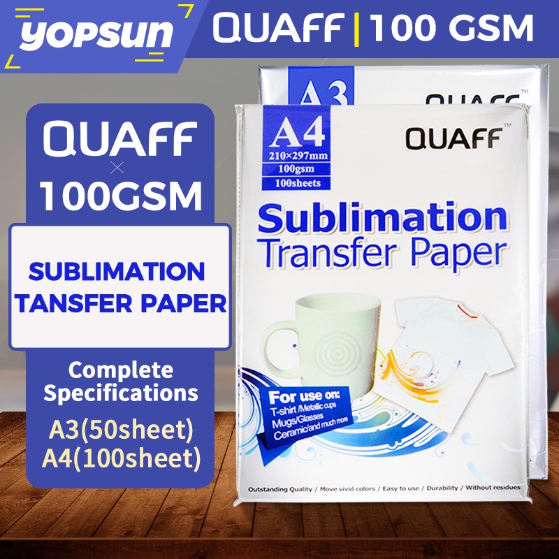 A4/A3 Sublimation Paper Transfer Paper 100gsm Quaff Brand | Shopee Philippines